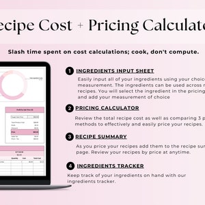 Recipe Cost and Pricing Calculator, Order Tracker Home Baker Business ...