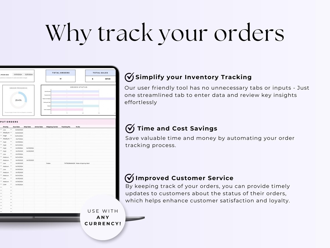 Order Tracker Spreadsheet, Small Business Order Manager Google Sheets ...