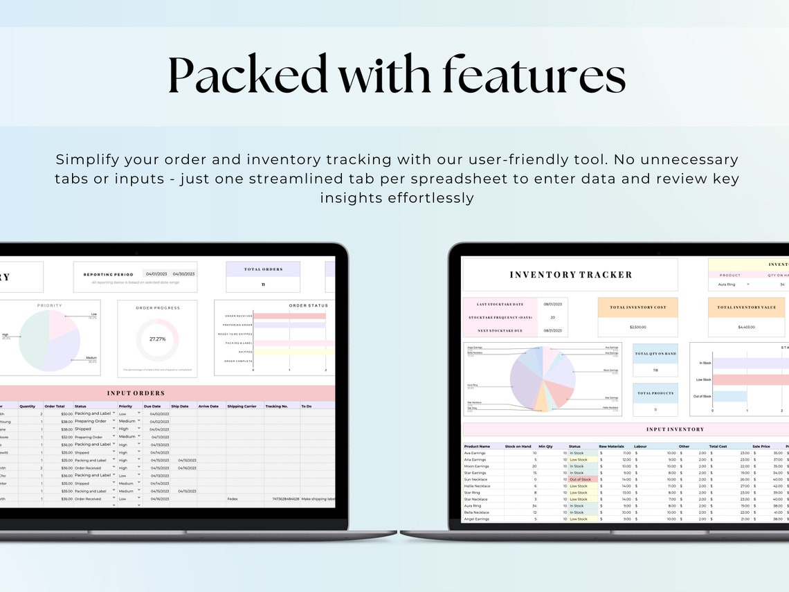 Inventory Order Tracker Spreadsheet, Product Tracking Template for ...