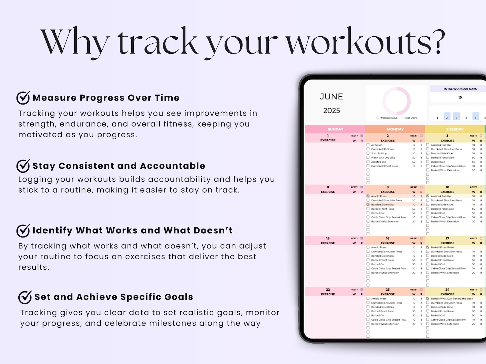 Workout Planner Google Sheets Beginners Exercise Tracker Spreadsheet ...