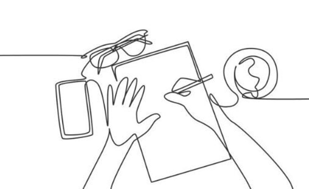 One Continuous Line Drawing of Hand Writing Gesture on a Piece of Paper ...