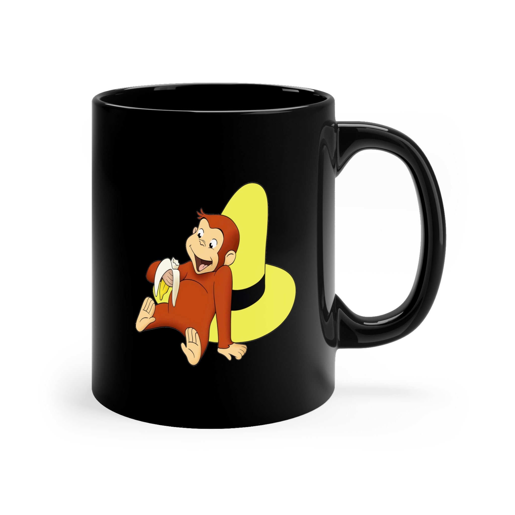 Custom Text Name Curious George Eating Banana Coffee Cup - Etsy