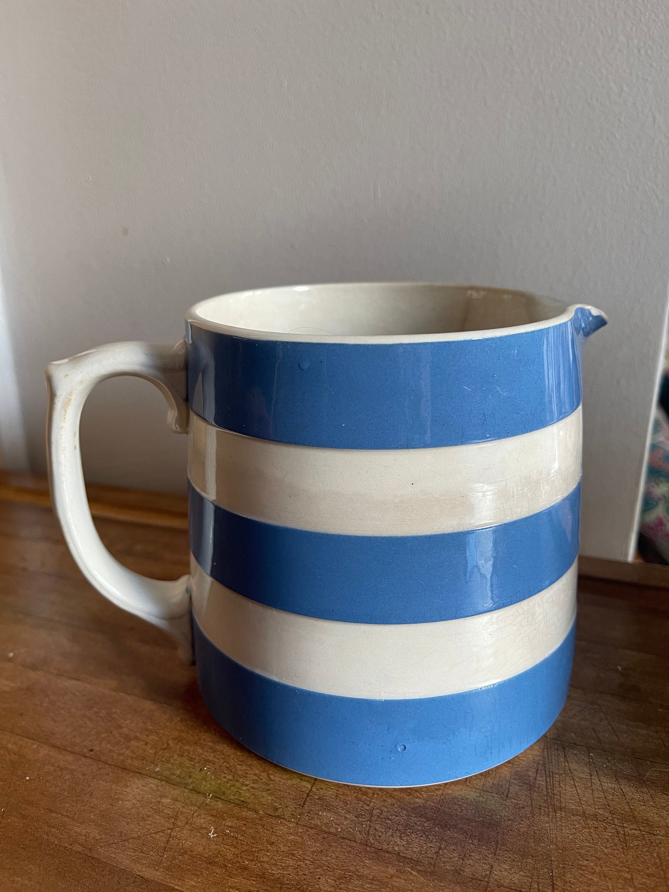 Vintage Green Co Gresley England Cornishware Blue & White Stripe Pitcher - Etsy