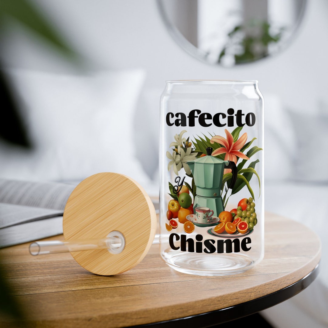 Cafecito Y Chisme / Iced Coffee Glass / Iced Coffee Glass Jar ...