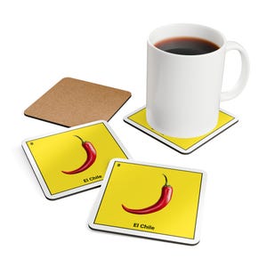 El Chile Coaster Set,chili Pepper Print,colorful Coasters,lottery ...