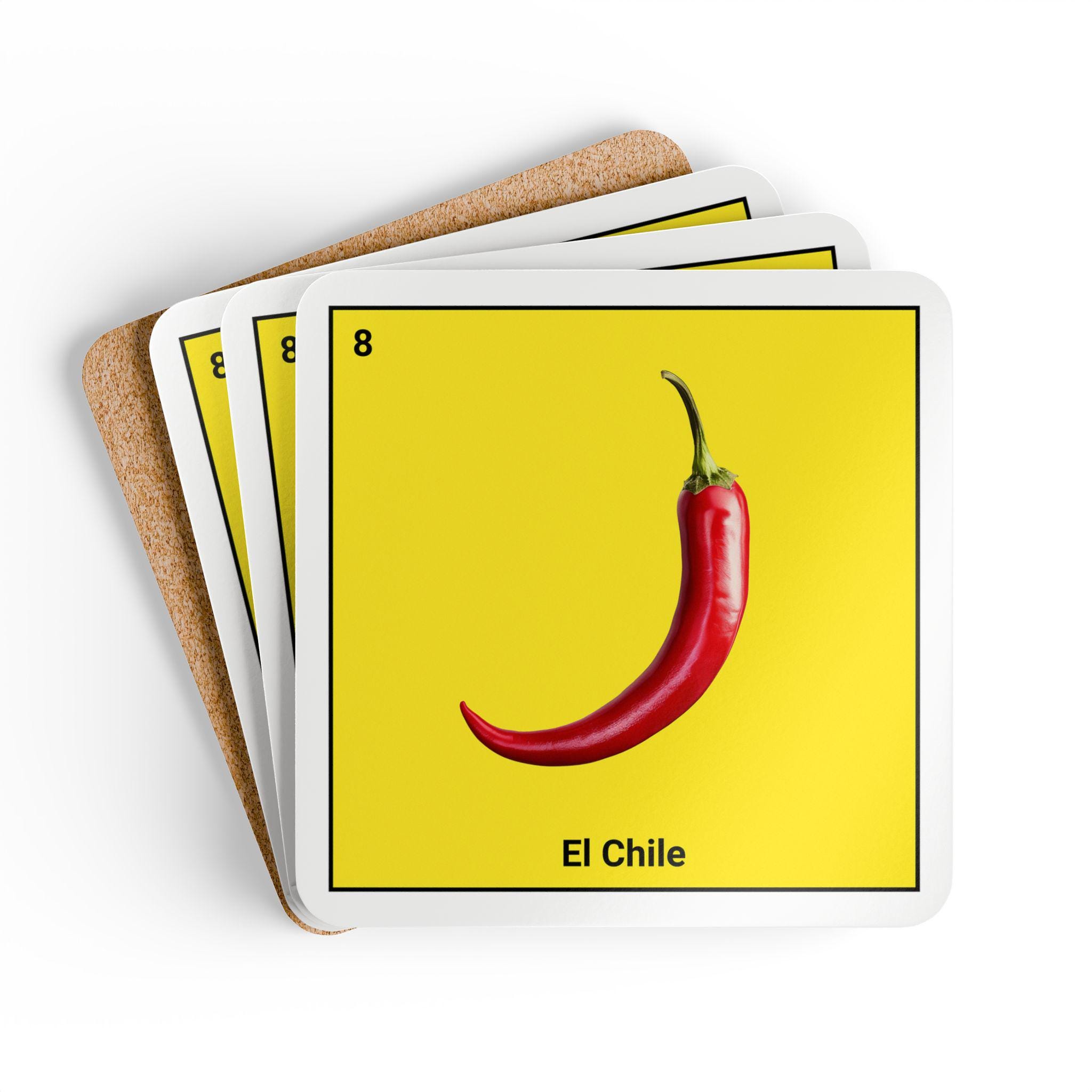 El Chile Coaster Set,chili Pepper Print,colorful Coasters,lottery ...