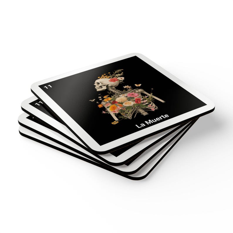 Skeleton Loteria Coaster Set,dark Romance Gift,skeleton Lovers ...