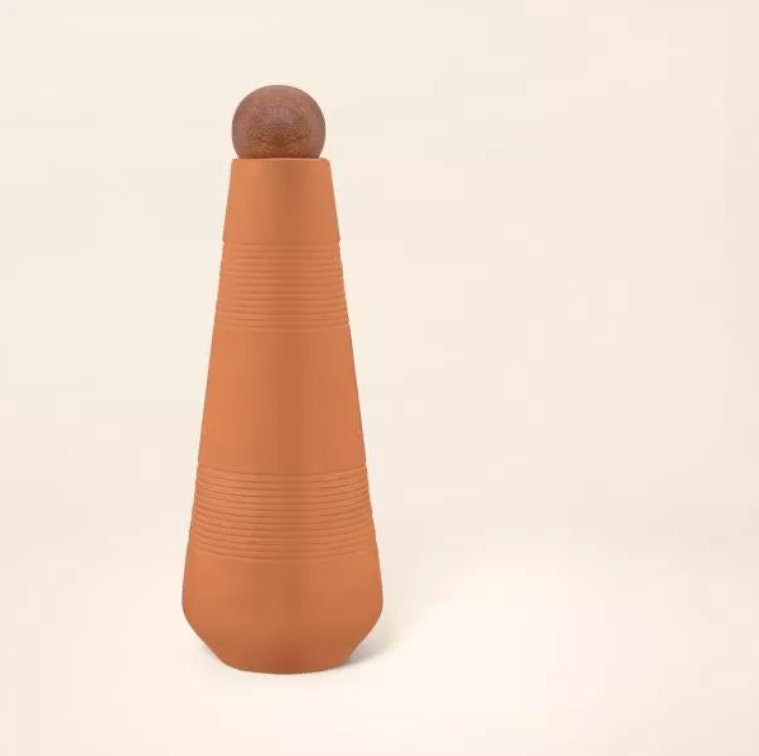 Handmade Clay Terracotta Water Bottle With Sphere Stopper and Tumbler ...