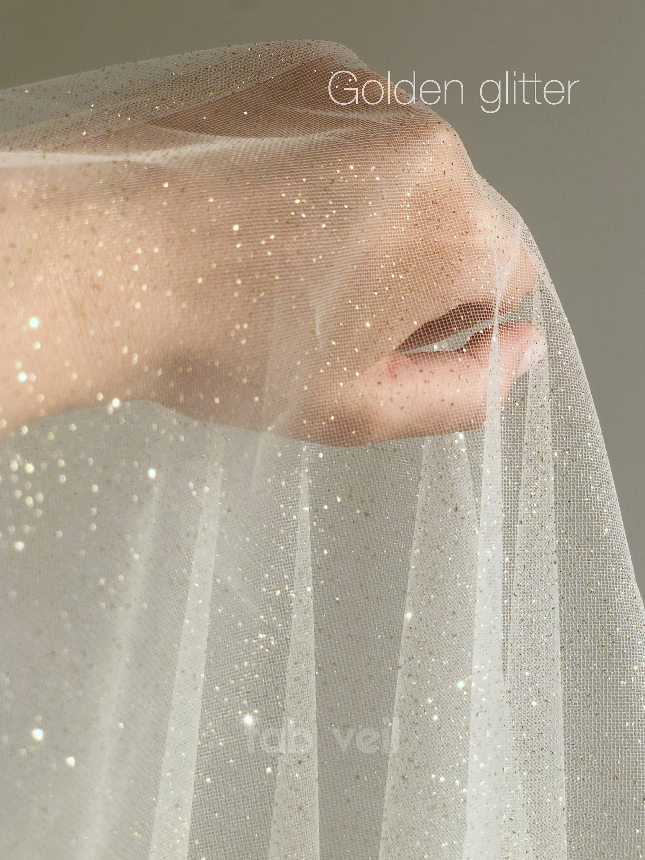 Glitter wedding veil with blusher, two tier long shimmer veil ...