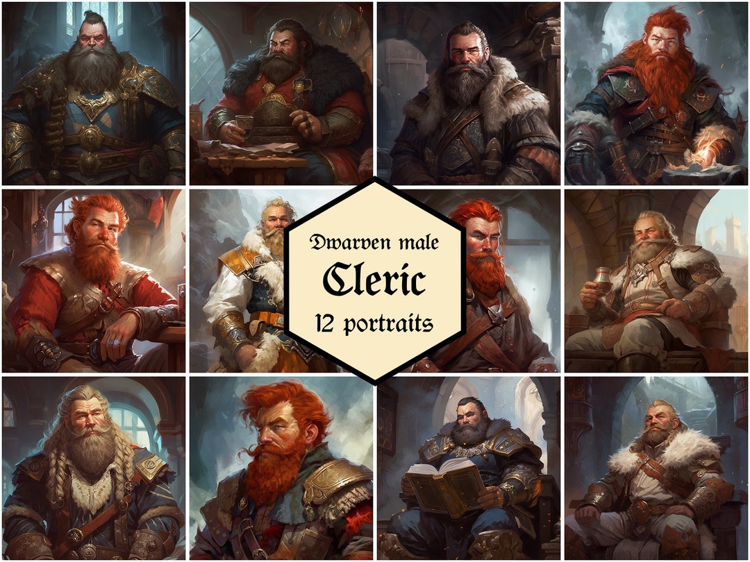 Male Dwarven Cleric Portraits | 12-pack | Dungeons & Dragons - Etsy