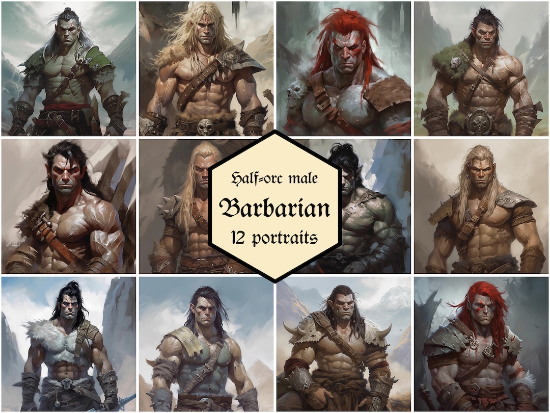 Male Half-orc Barbarian Portraits | 12-pack | Dungeons & Dragons - Etsy