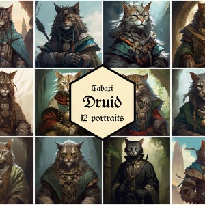 Tabaxi Druid Portraits | 12-pack | Dungeons & Dragons - Etsy