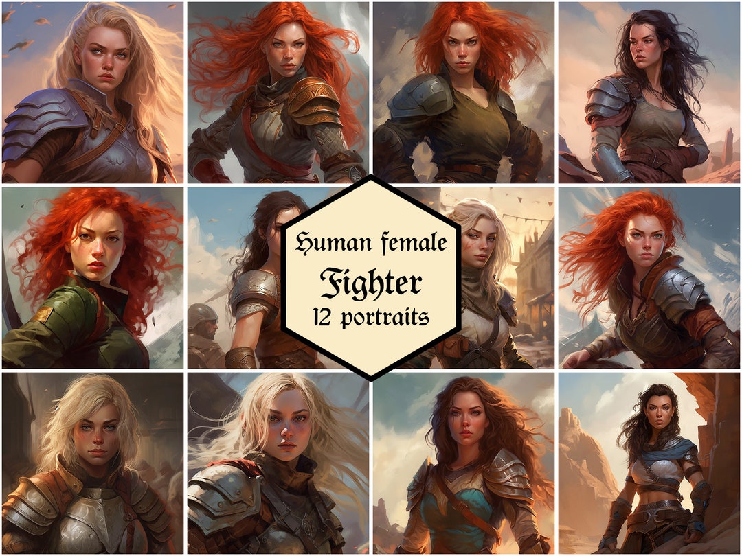 Female Human Fighter Portraits | 12-pack | Dungeons & Dragons - Etsy