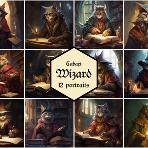 Tabaxi Wizard Portraits | 12-pack | Dungeons & Dragons - Etsy