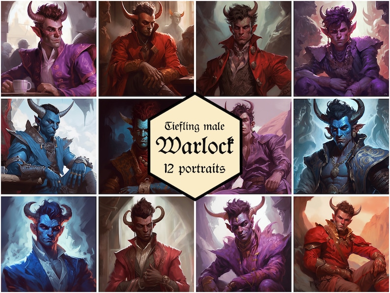 Male Tiefling Warlock Portraits 12-pack Dungeons & Dragons - Etsy