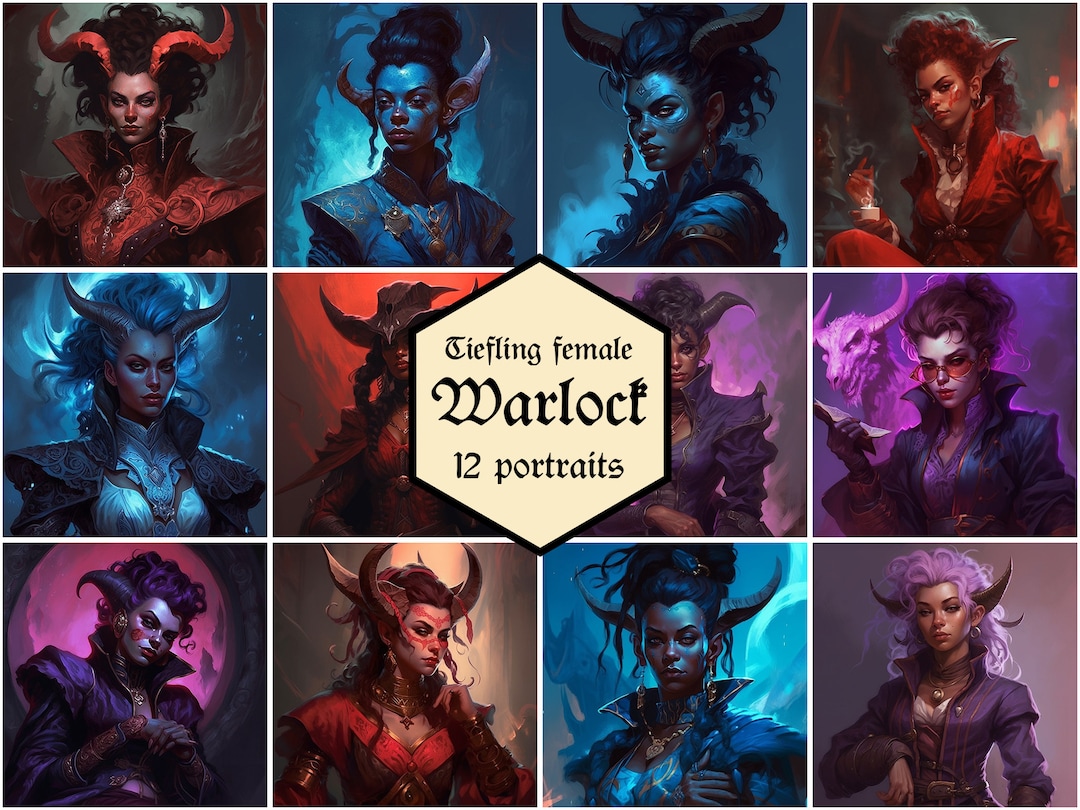 Female Tiefling Warlock Portraits | 12-pack | Dungeons & Dragons - Etsy ...