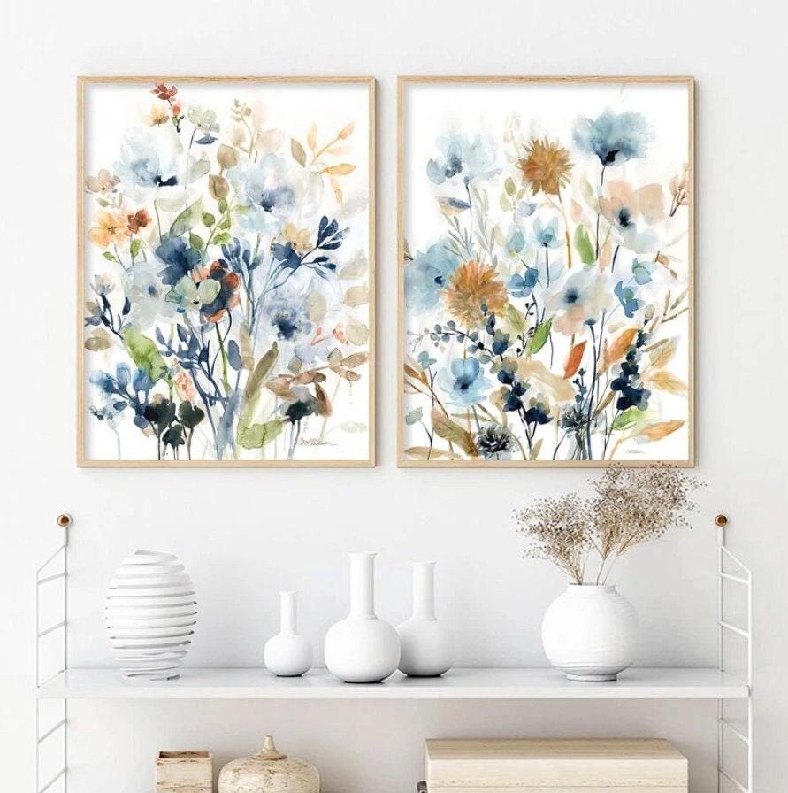Watercolour Flowers Boho Botanical Plant Nature Wall Art Prints Posters ...