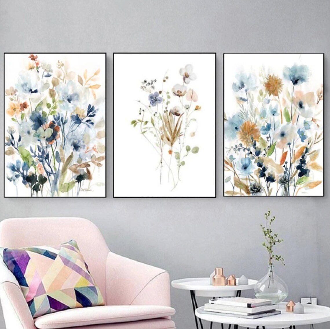 Watercolour Flowers Boho Botanical Plant Nature Wall Art Prints Posters ...