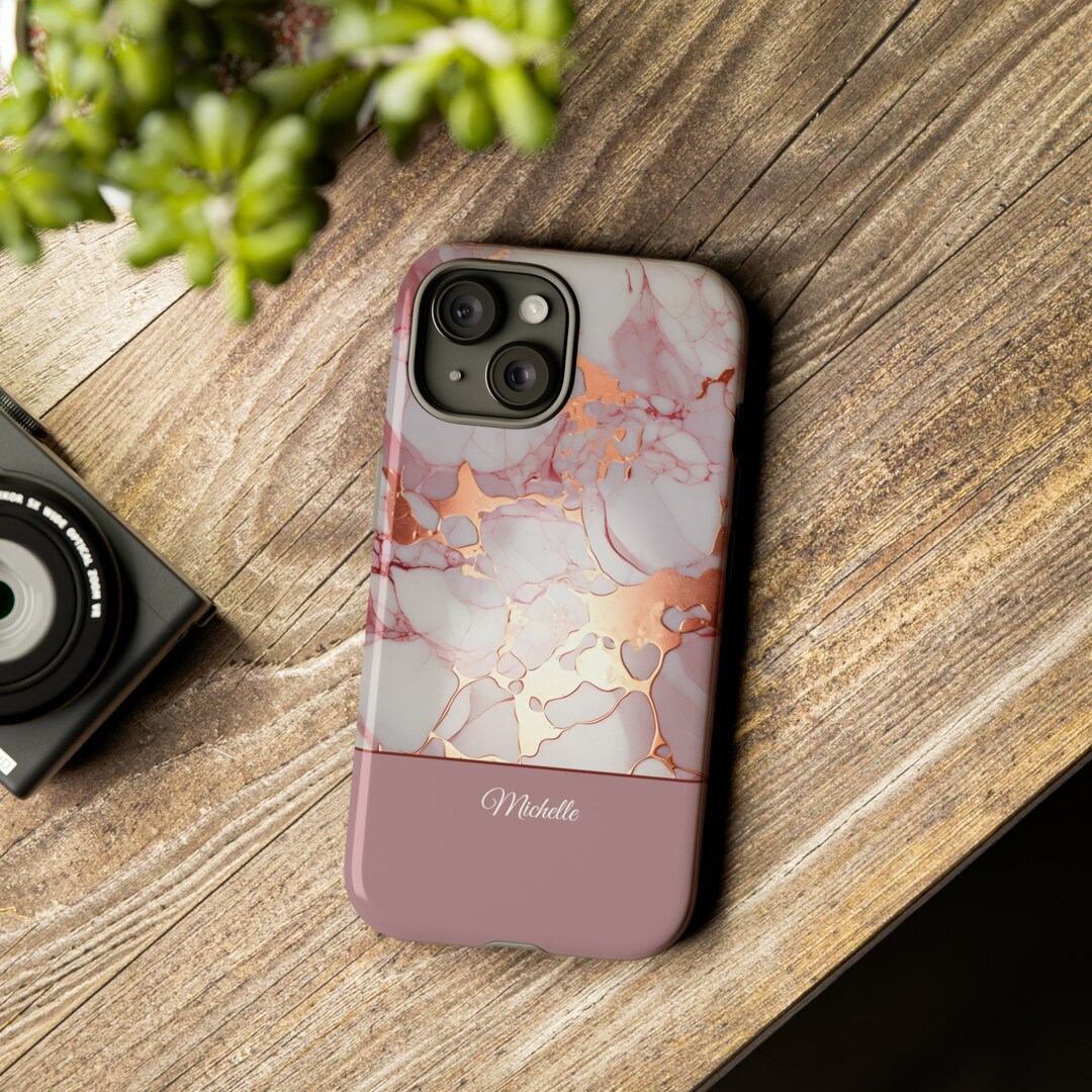 Mauve Marble iPhone Case, Mauve Samsung Phone Case, Marbled Name Phone ...