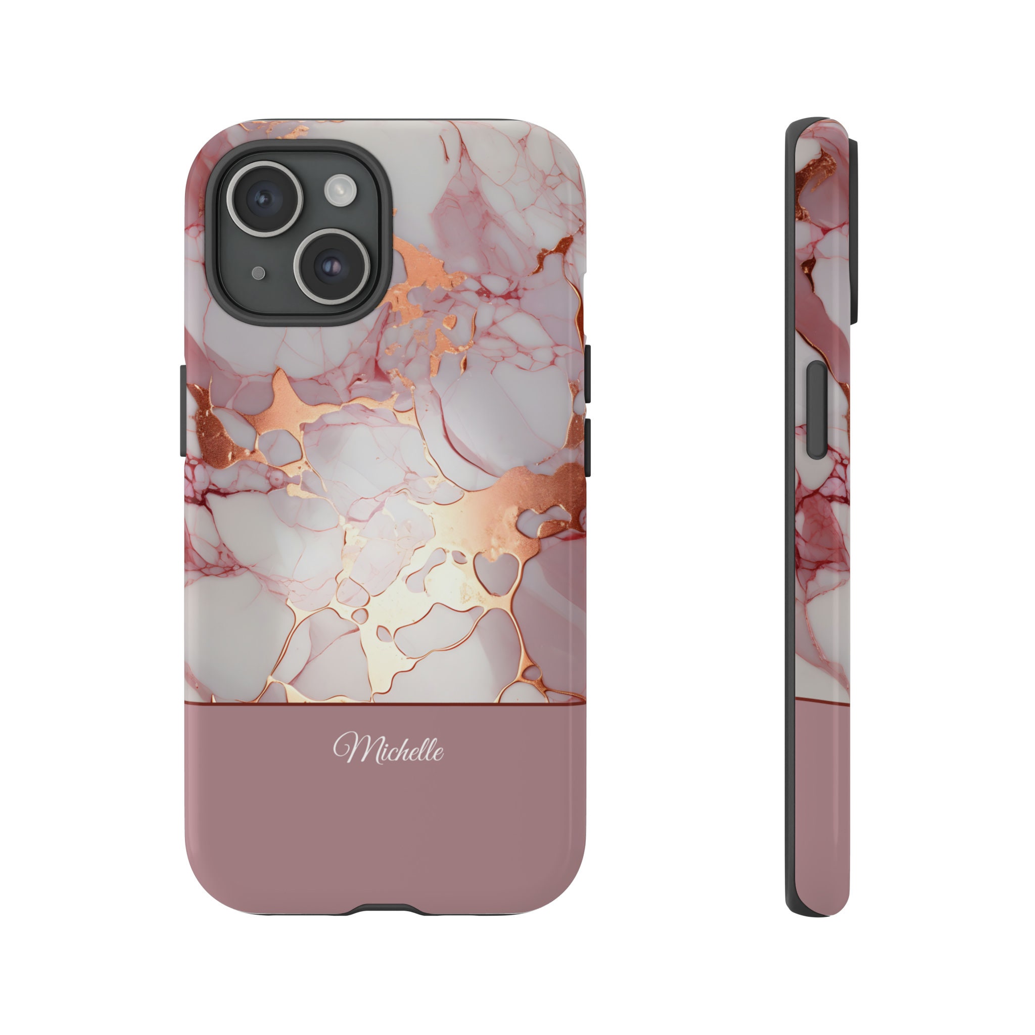 Mauve Marble iPhone Case, Mauve Samsung Phone Case, Marbled Name Phone ...