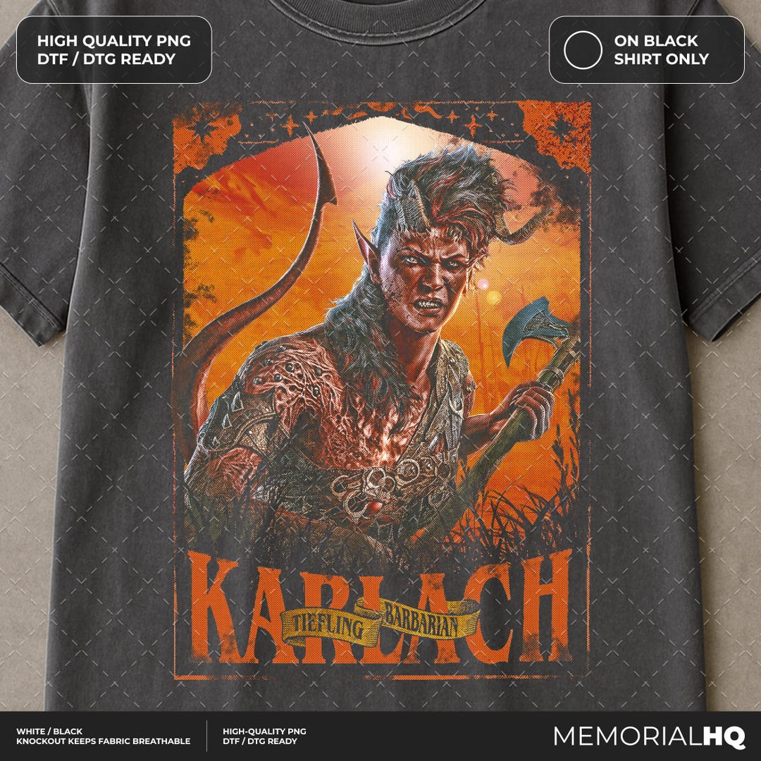 Limited Karlach Baldurs Gate3 PNG Files for Clothing T-shirt Printing ...