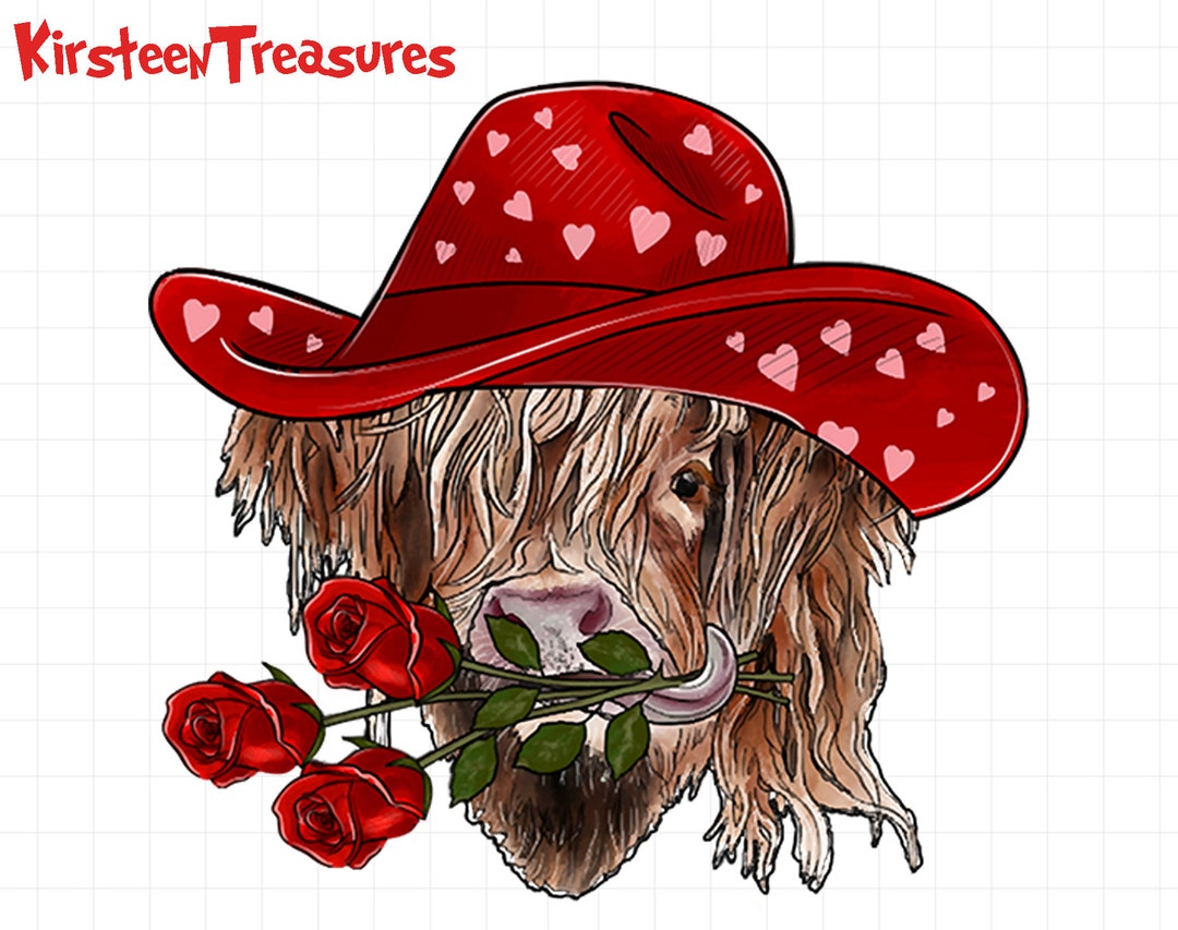 Heifer Valentine Png, Highland Cow Valentine Png, Valentine Day Western ...