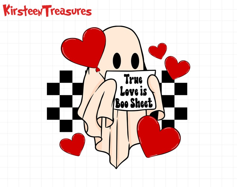 True Love is Boo Sheet Png, Valentine Ghost Png, Ghost With Balloon Png ...