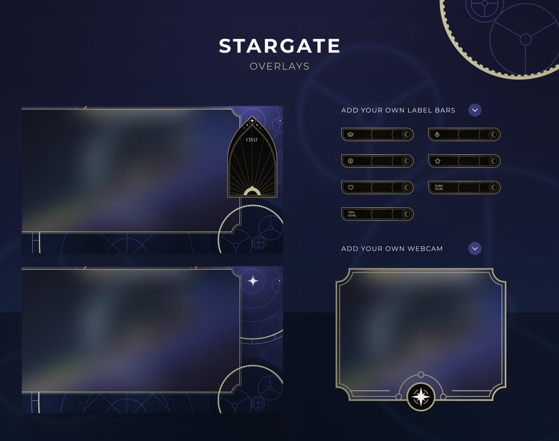 Stargate: Steampunk, Starry Themed Overlay Set for Twitch Streams - Etsy