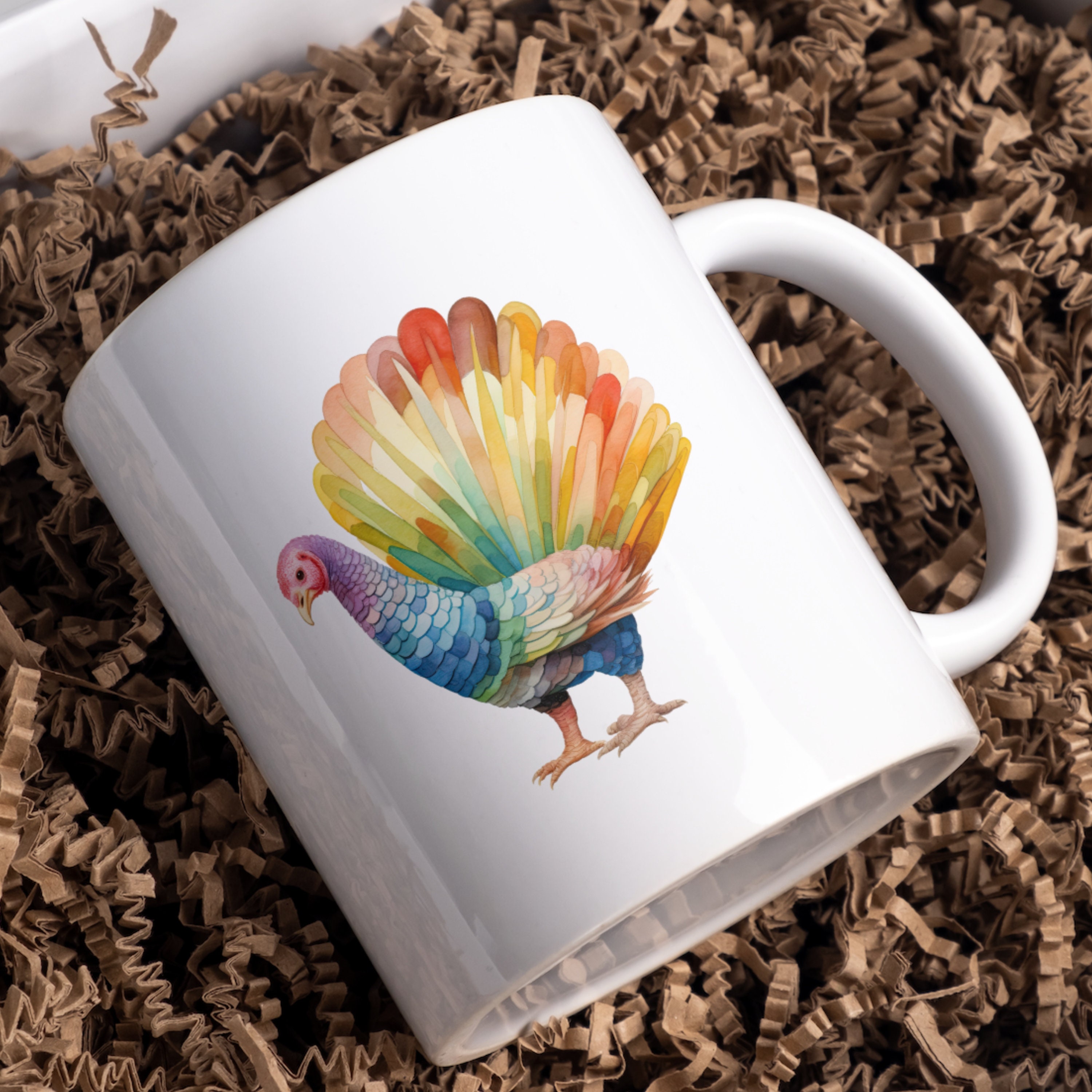 Colorful Watercolor Turkeys 30 PNG 300 DPI, Thanksgiving Turkey Clipart ...