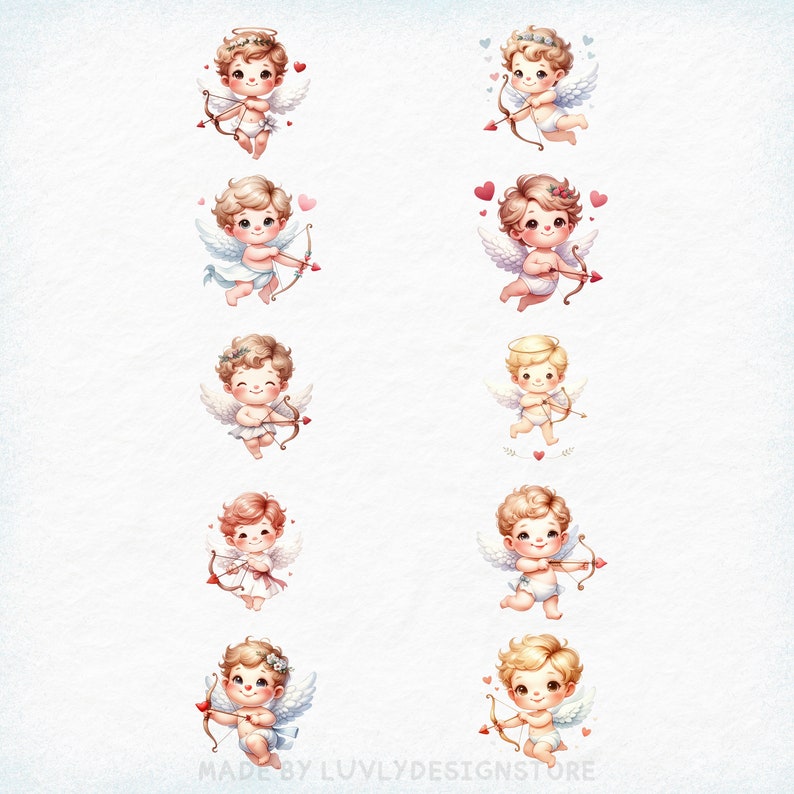 Water Color Valentine's Cute 20 PNG Cupid Clipart, Baby Angel Cupid ...