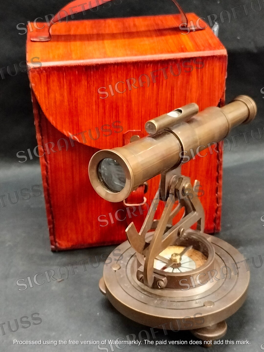 Solid Brass Alidade Transit Telescope Working Compass Survey Instrument ...