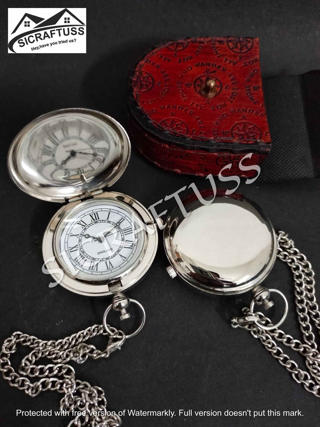 Personalization Push Button Vintage Pocket Watch Retirement Gift, Brass ...