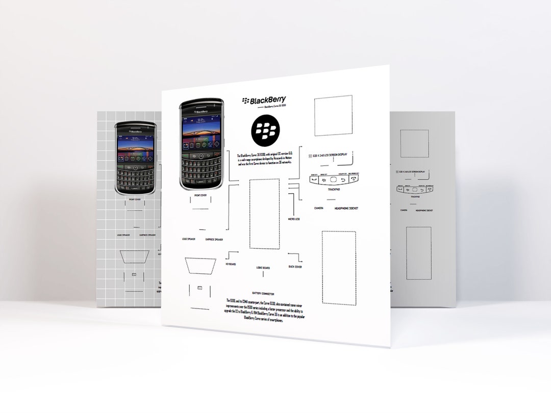 Blackberry Curve 9300 Teardown Template 3 Versions - Etsy