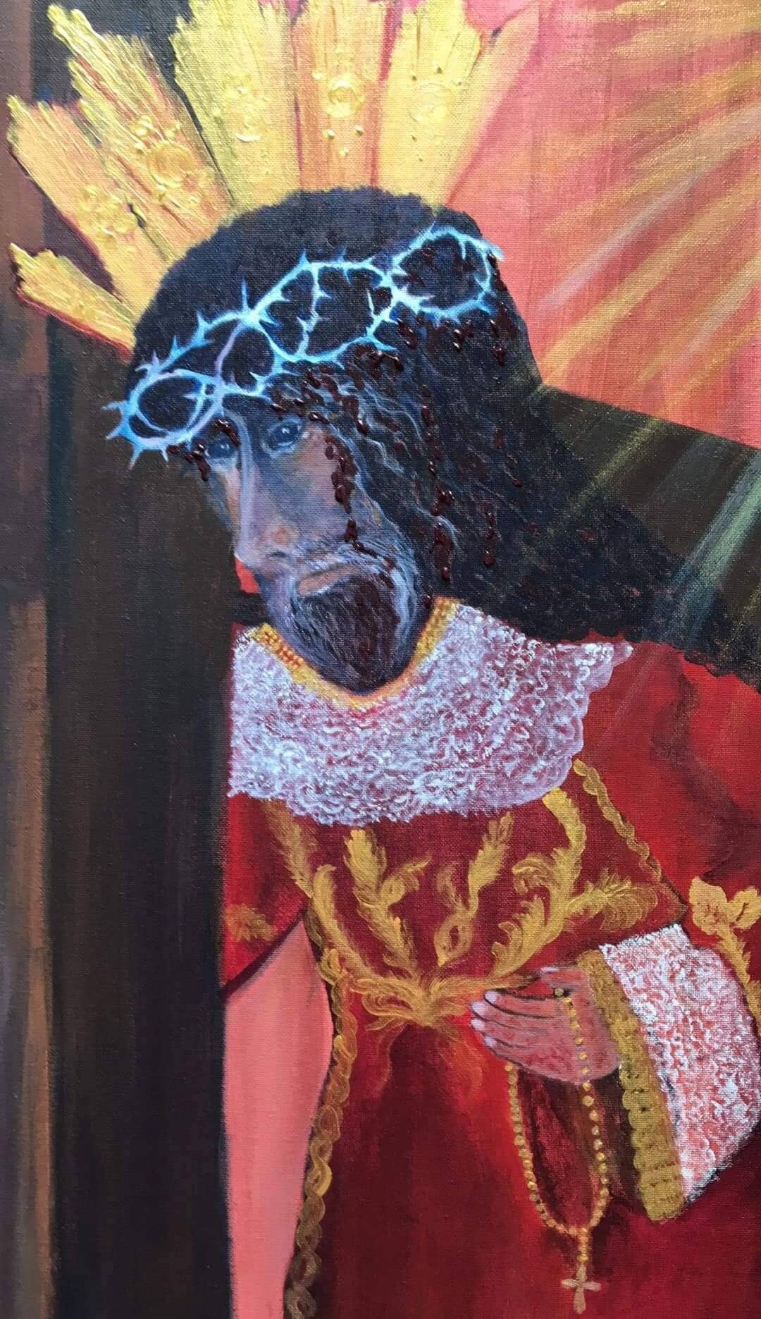 Jesus Christ of Nazarene Painting: Original Handpainted Acrylic, Framed ...
