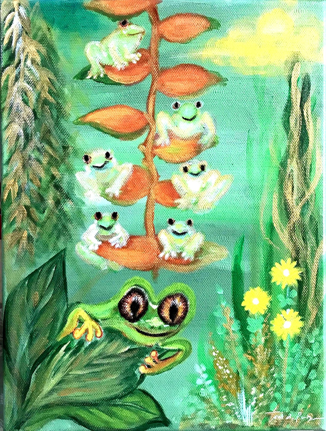 Magical Forest Frogs Painting an Original Handpainted Acrylic Painting ...