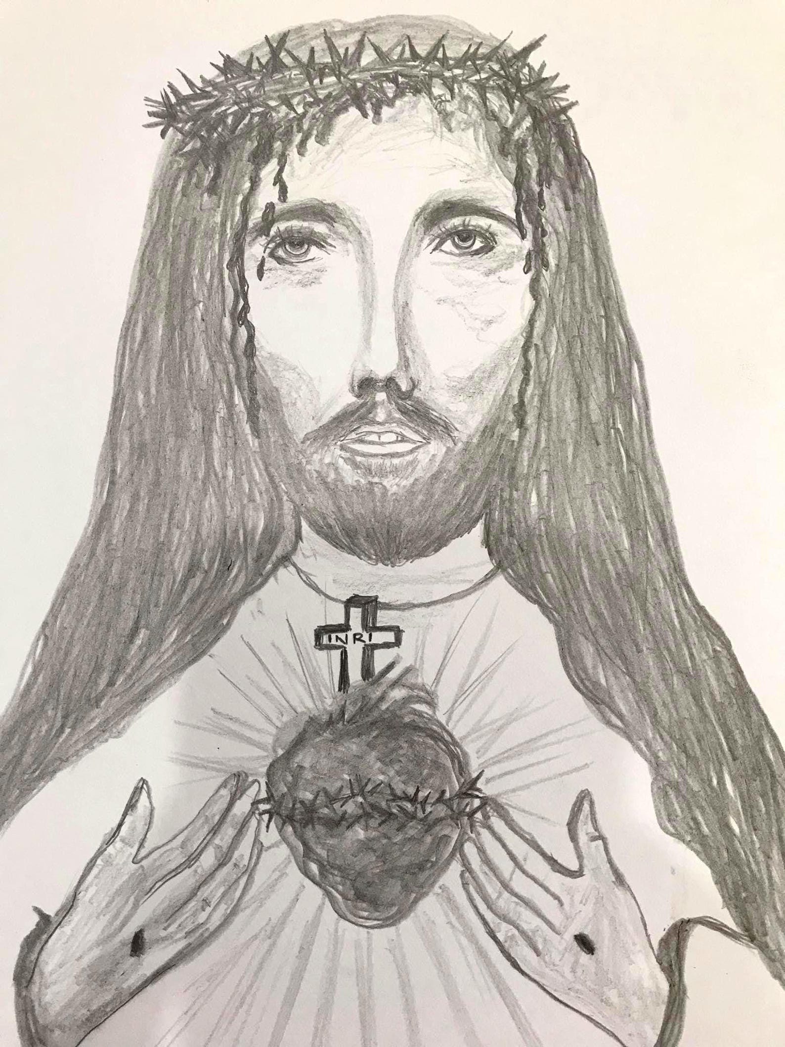 Sacred Heart of Jesus Art: Graphite Pencil Drawing, Signed - Etsy