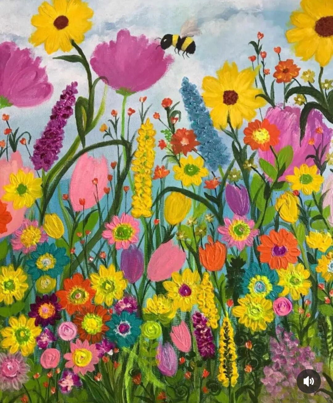 Bee-utiful Spring Flowers Original Handpainted Acrylic Painting,on 18x24x1 Inches Plus Beautiful ...