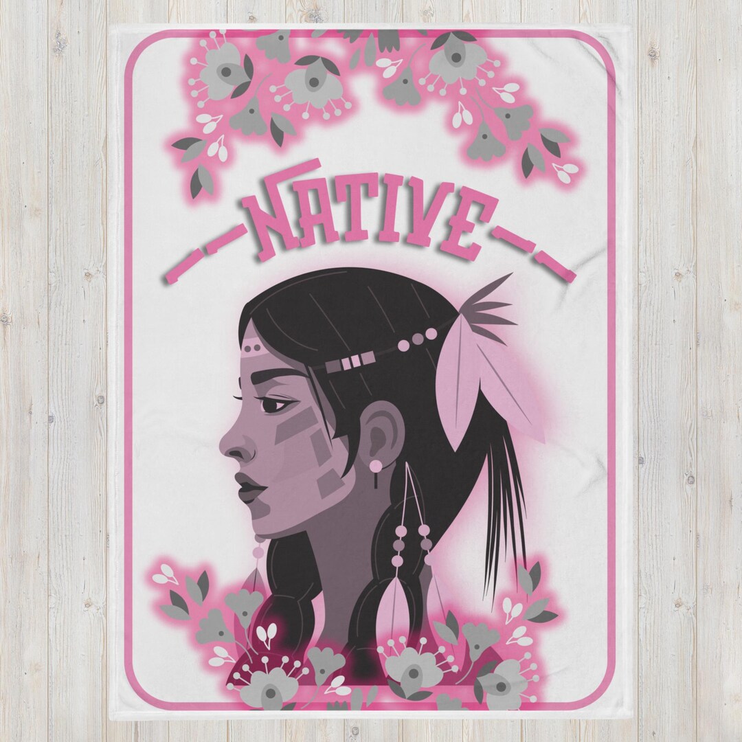 Pink Native American Woman Throw Blanket, Soft Covers, Home Decor ...