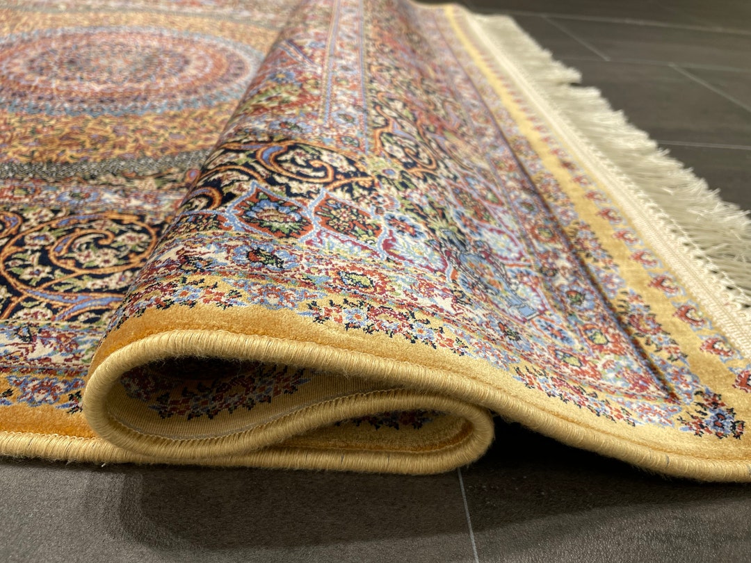 3x5 Yellow Silk Rug, Bamboo Silk Rug, 3x5 Area Rug, Classic Silk Rug ...