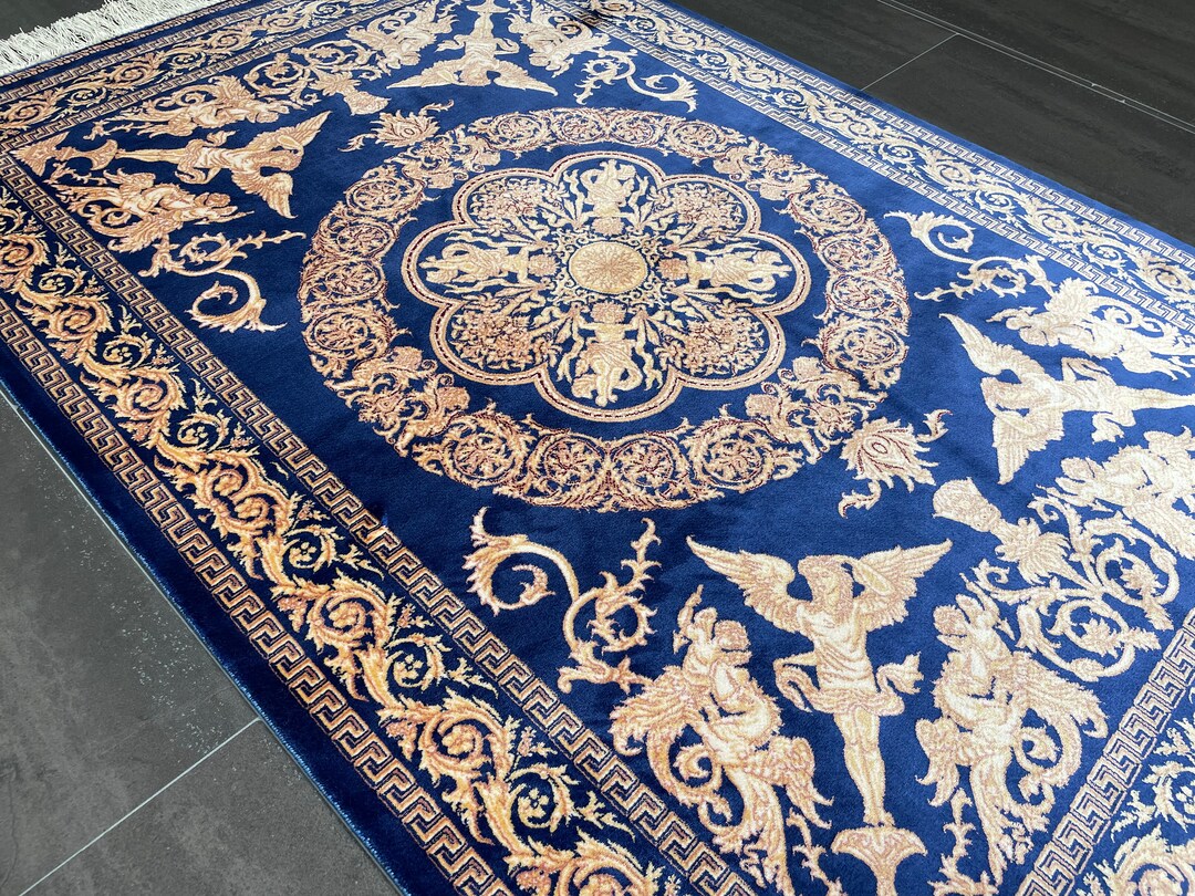 Angel Patterned Silk Rug, 3x4 Gift Silk Rug, Blue Silk Rug, Hight ...