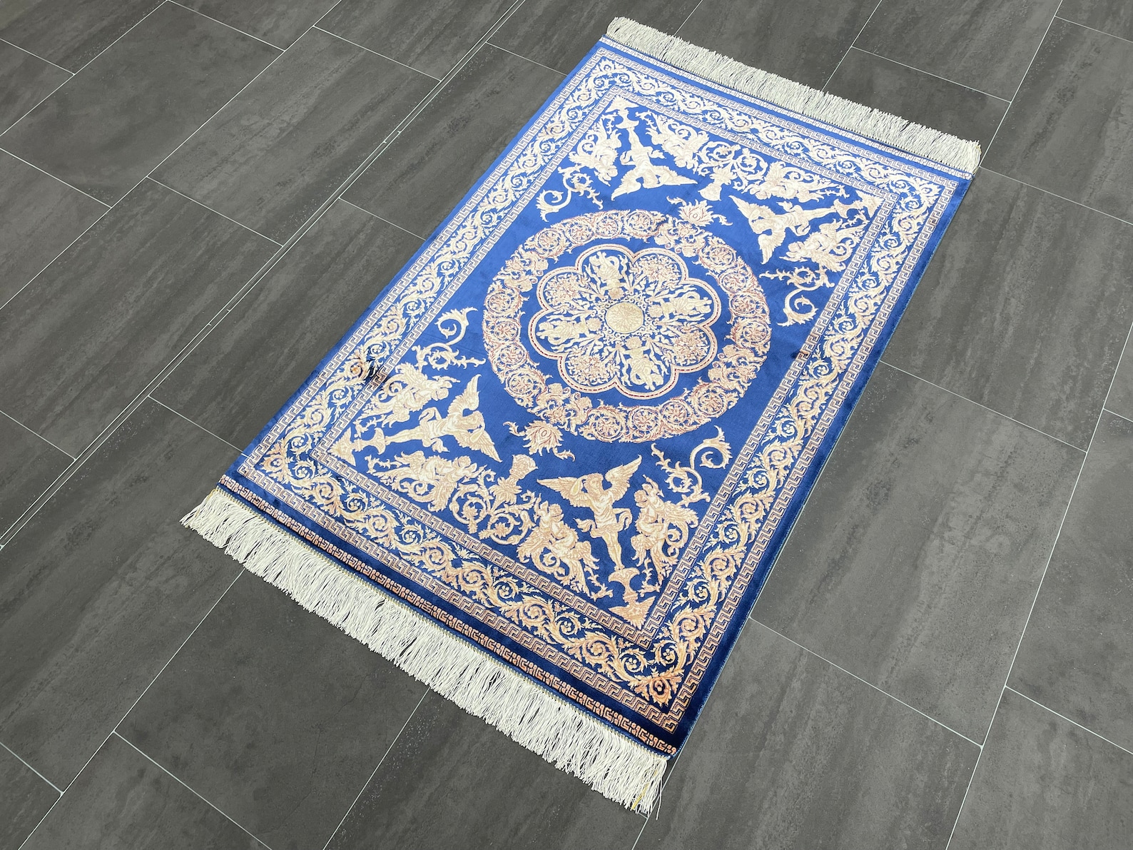 Angel Patterned Silk Rug, 3x4 Gift Silk Rug, Blue Silk Rug, Hight ...