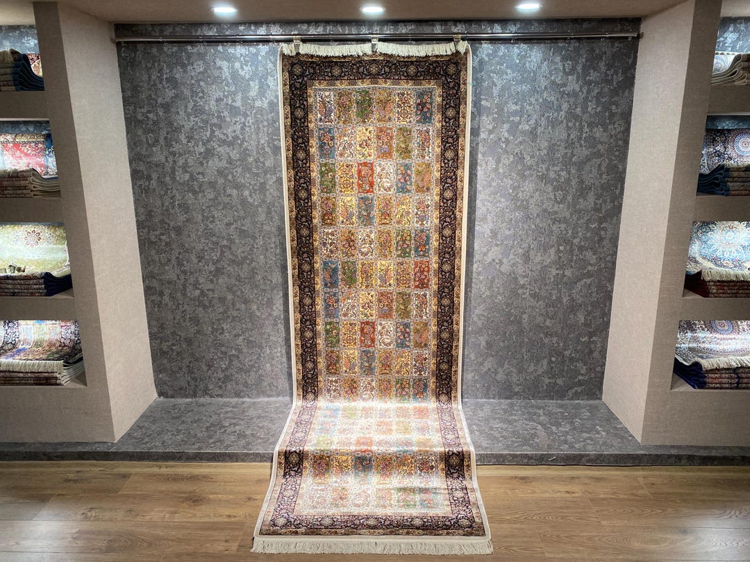 Bamboo Silk Runner Rug: 3.3x9.8 Turkish Hallway Carpet - Etsy