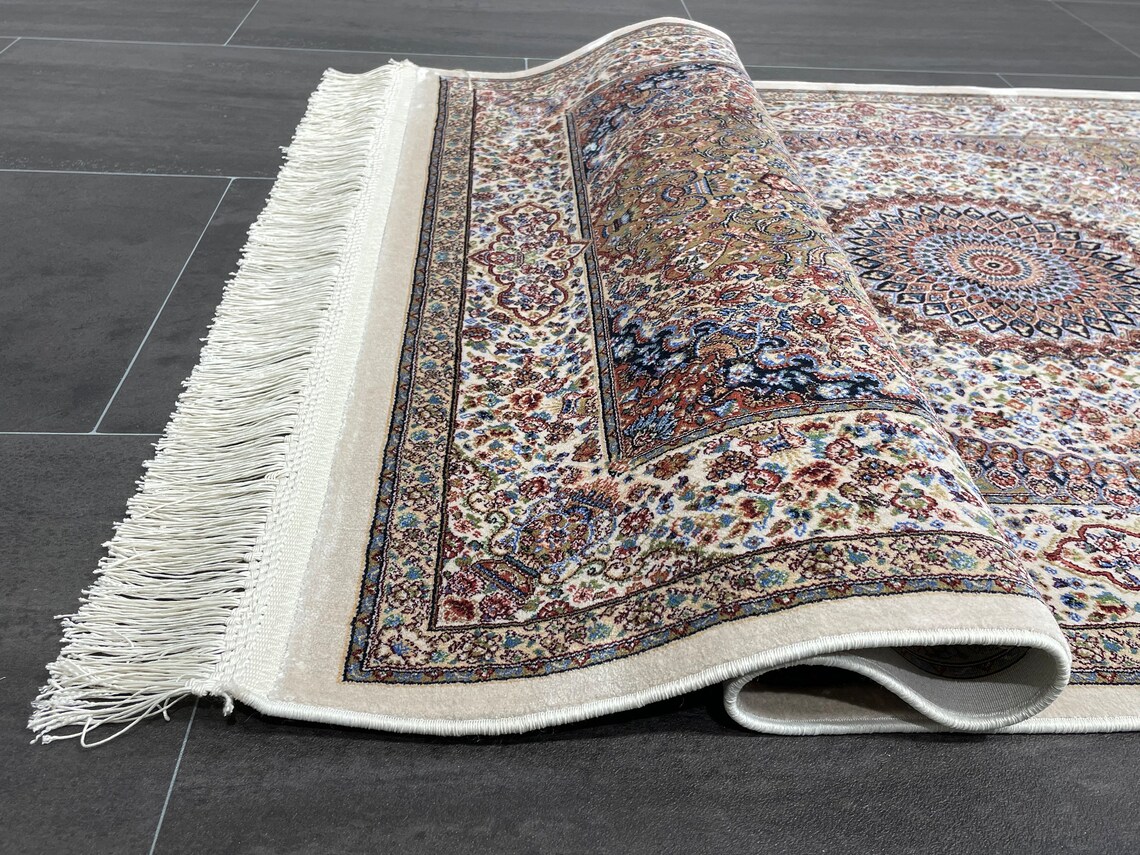 Small Silk Rug, 3x5 Classic Rug, Bamboo Silk Rug, 3x5 Carpet, Cream ...