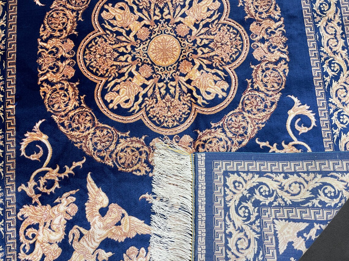 Angel Patterned Silk Rug, 3x4 Gift Silk Rug, Blue Silk Rug, Hight ...