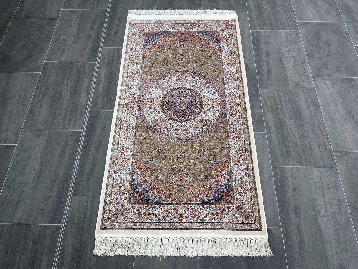 Small Silk Rug, 3x5 Classic Rug, Bamboo Silk Rug, 3x5 Carpet, Cream ...