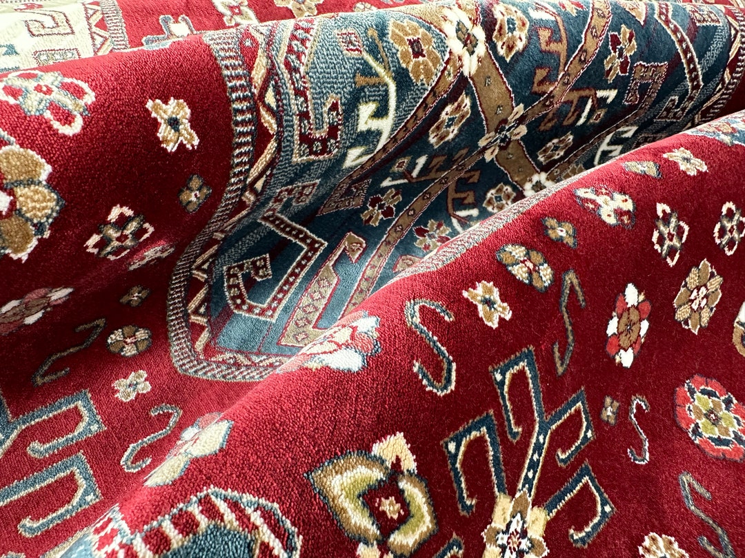 7x7 Round Silk Rug, Ethnic Design Silk Rug, Circle Rug, Bamboo Silk Rug ...