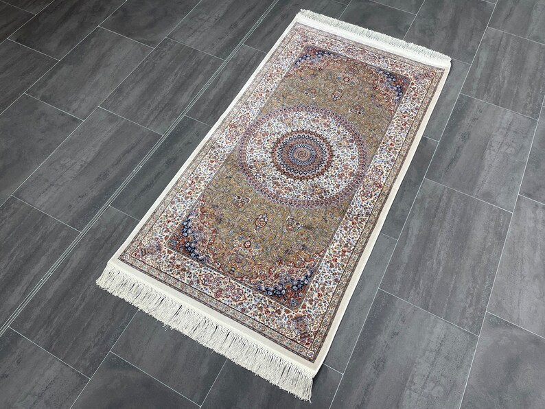 Small Silk Rug, 3x5 Classic Rug, Bamboo Silk Rug, 3x5 Carpet, Cream ...