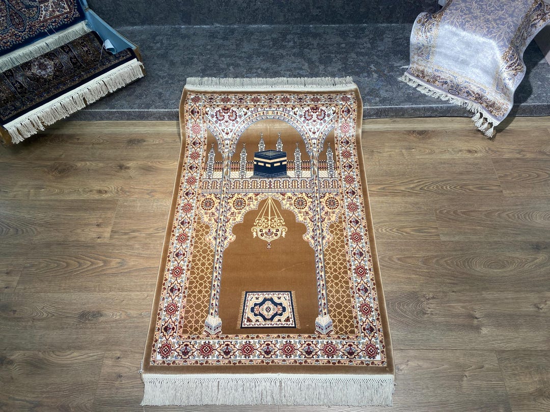 Kaaba Pattern Bamboo Silk Prayer Rug, Turkish Sejjadeh (2.6x3.9 Ft.) - Etsy