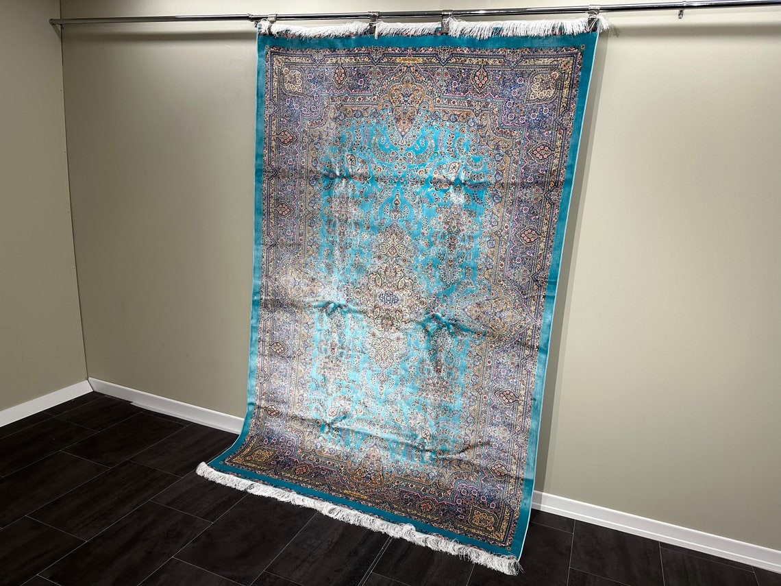 5x8 Classic Design Silk Rug, Blue Silk Rug, Hight Quality Silk Rug, 5x8 ...