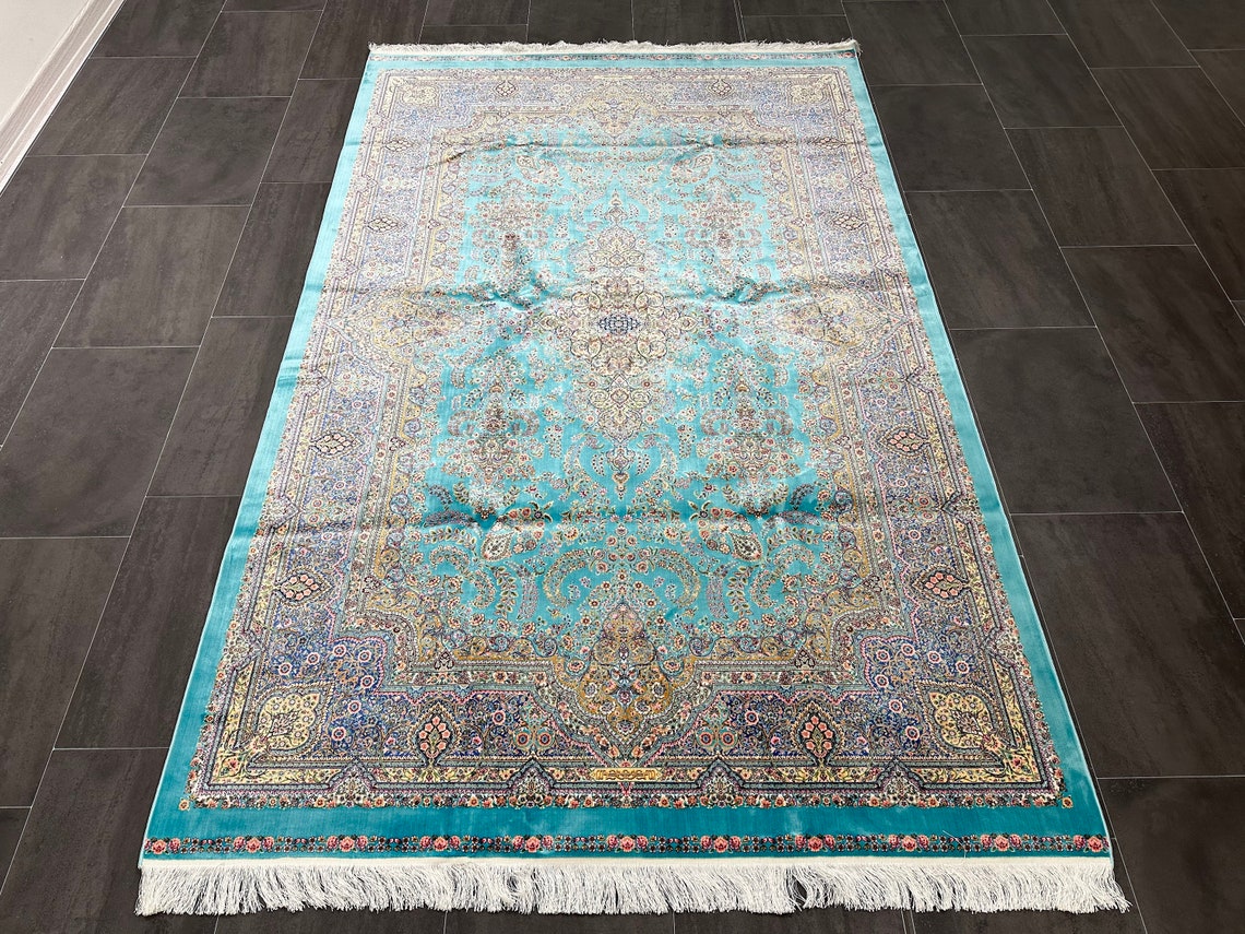 5x8 Classic Design Silk Rug, Blue Silk Rug, Hight Quality Silk Rug, 5x8 ...